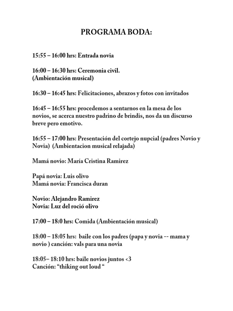 Programa Boda | PDF
