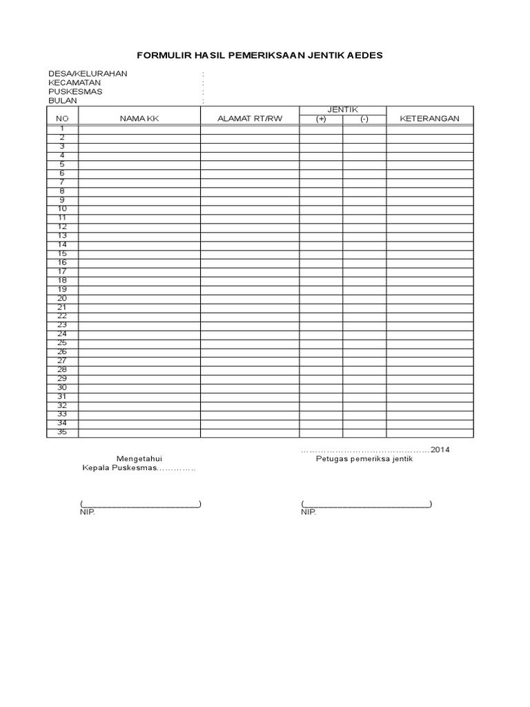 Format Survey Jentik | PDF
