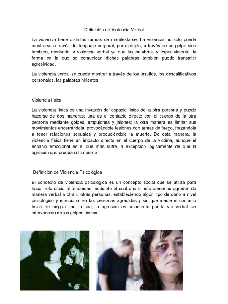 Definición de Violencia Verbal Fisica y Psicologica | PDF