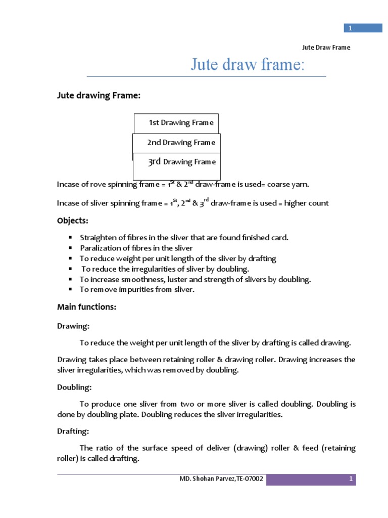 Jute Draw Frame | PDF | Nature | Spinning (Textiles)