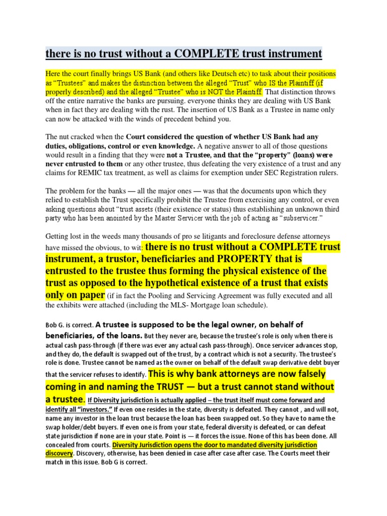 Where is the Complete Trust Instrument LSF9 | Trust Law | Trustee