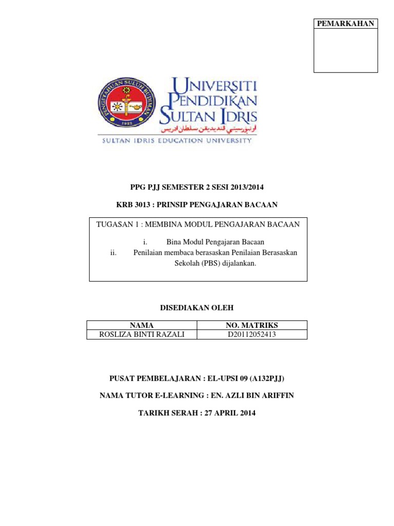 Modul Pengajaran Bacaan PPG PJJ 2014 | PDF | Seni & Disiplin Bahasa ...