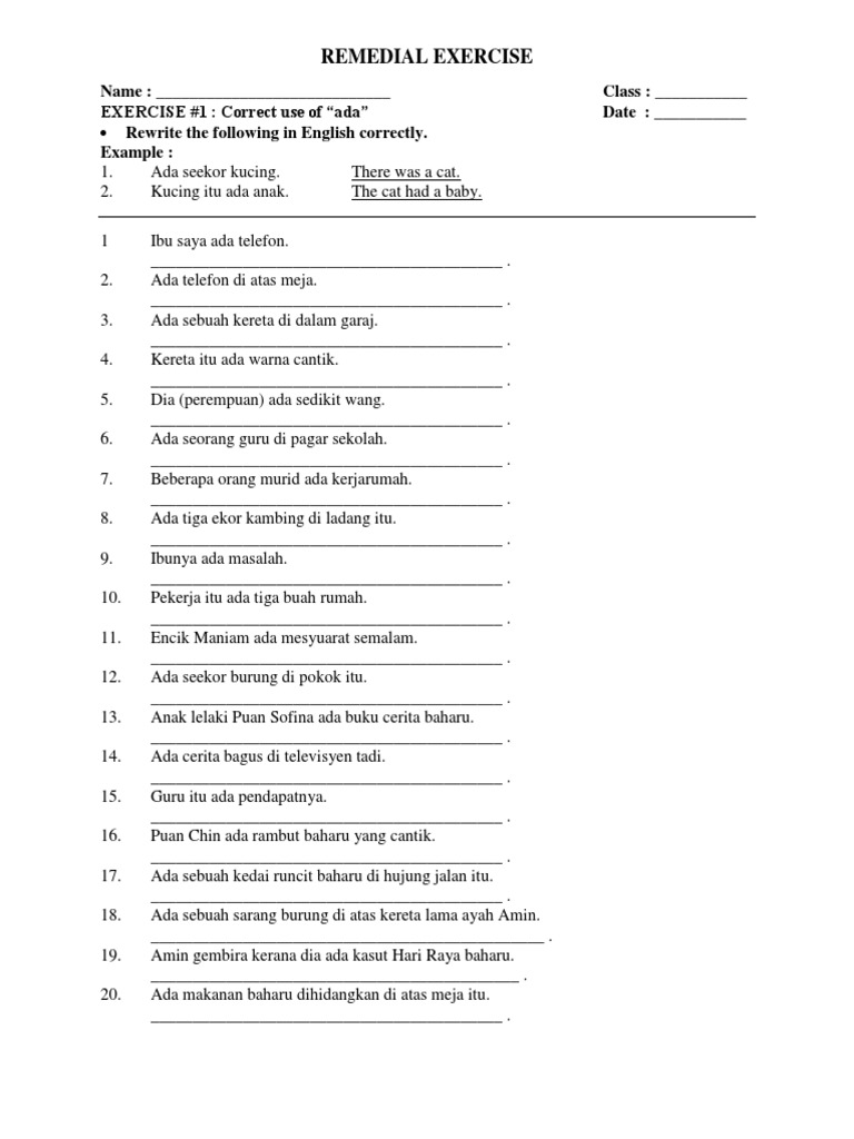 Complete Remedial Exercises For Most Commonest Mistakes in Writing ...