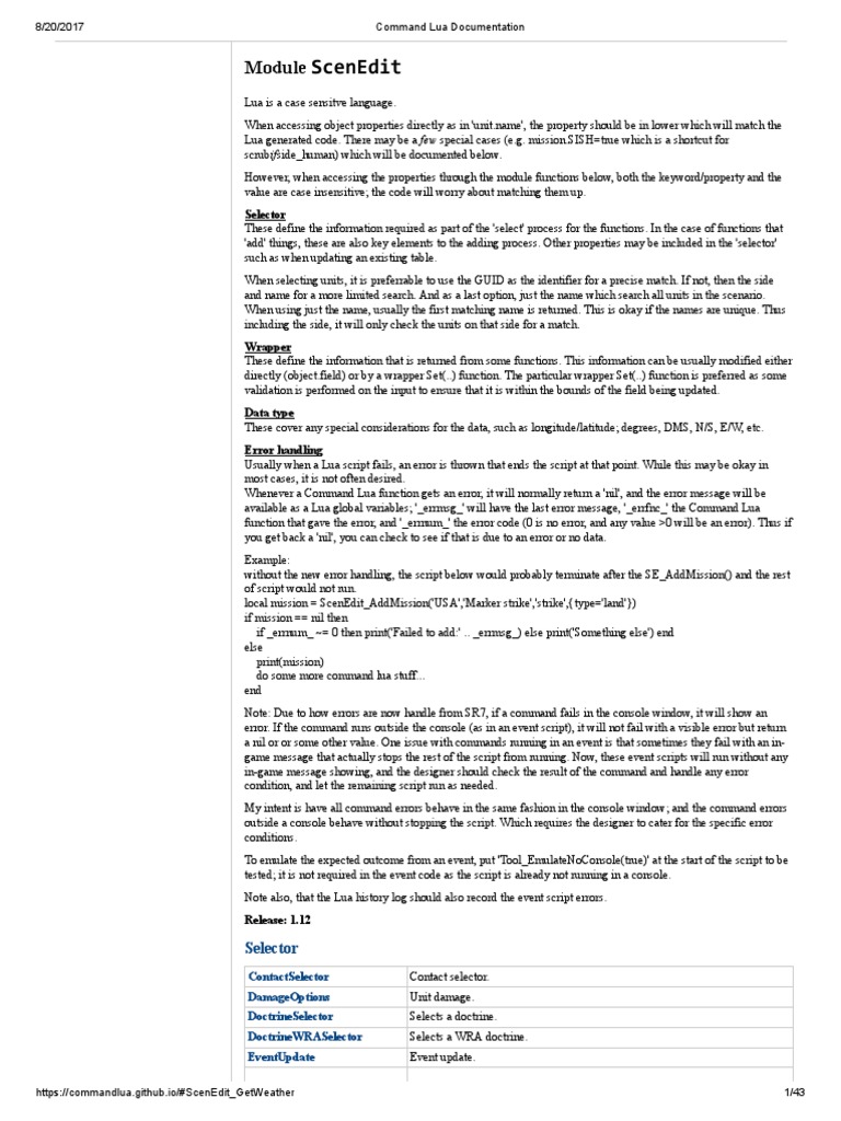 Command Lua Reference | PDF | Function (Mathematics) | Scripting Language