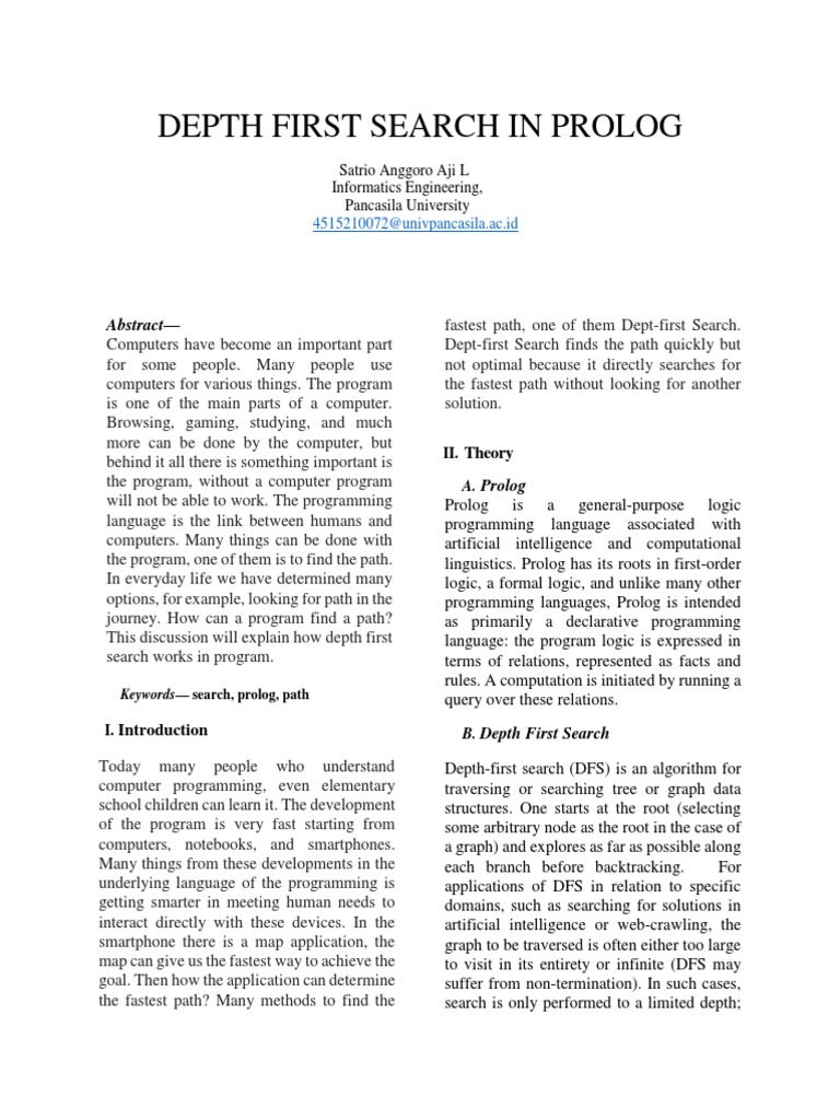 Depth First Search in Prolog | PDF | Information Retrieval | Theoretical Computer Science