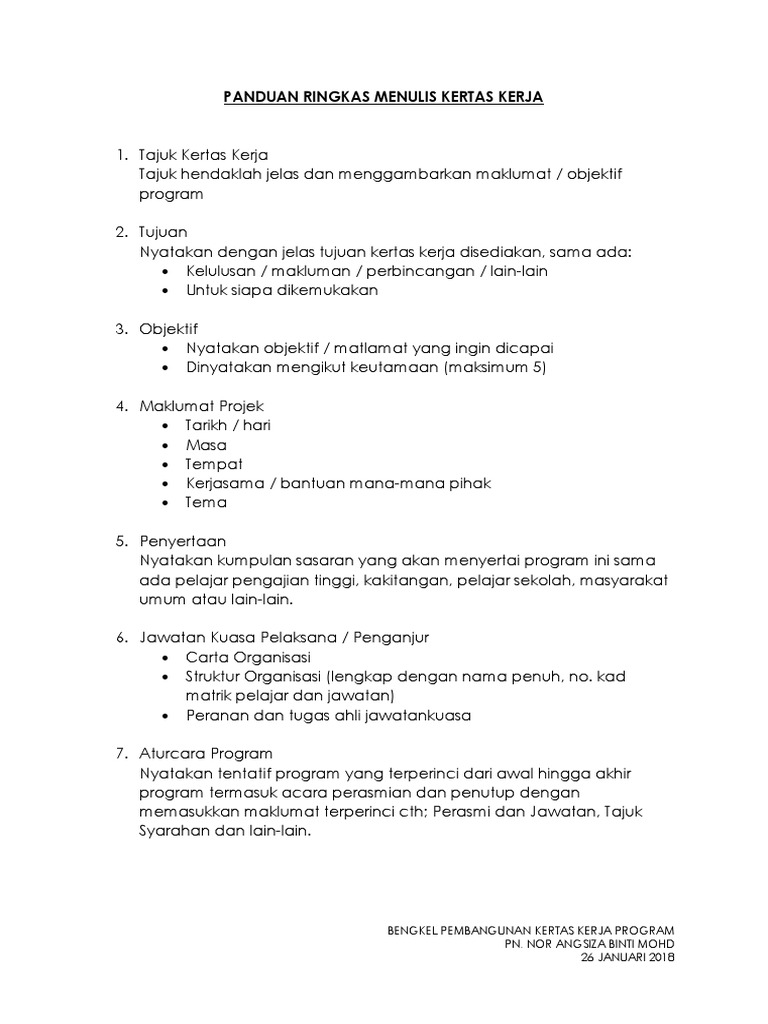 Contoh Kertas Kerja Ringkas - AntwananceSuarez