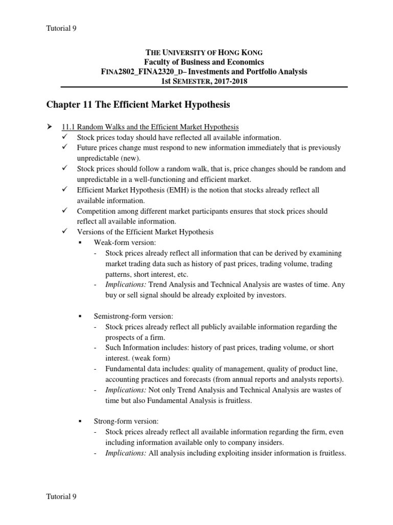 D - Tutorial 9 (Solutions) | PDF | Technical Analysis | Efficient ...