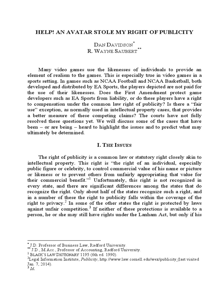 Avatar | PDF | Personality Rights | First Amendment To The United ...
