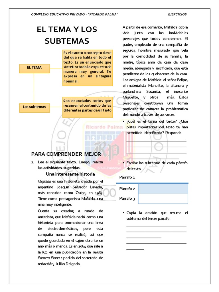 El Tema y Los Subtemas | PDF | Science | Ciencia filosófica