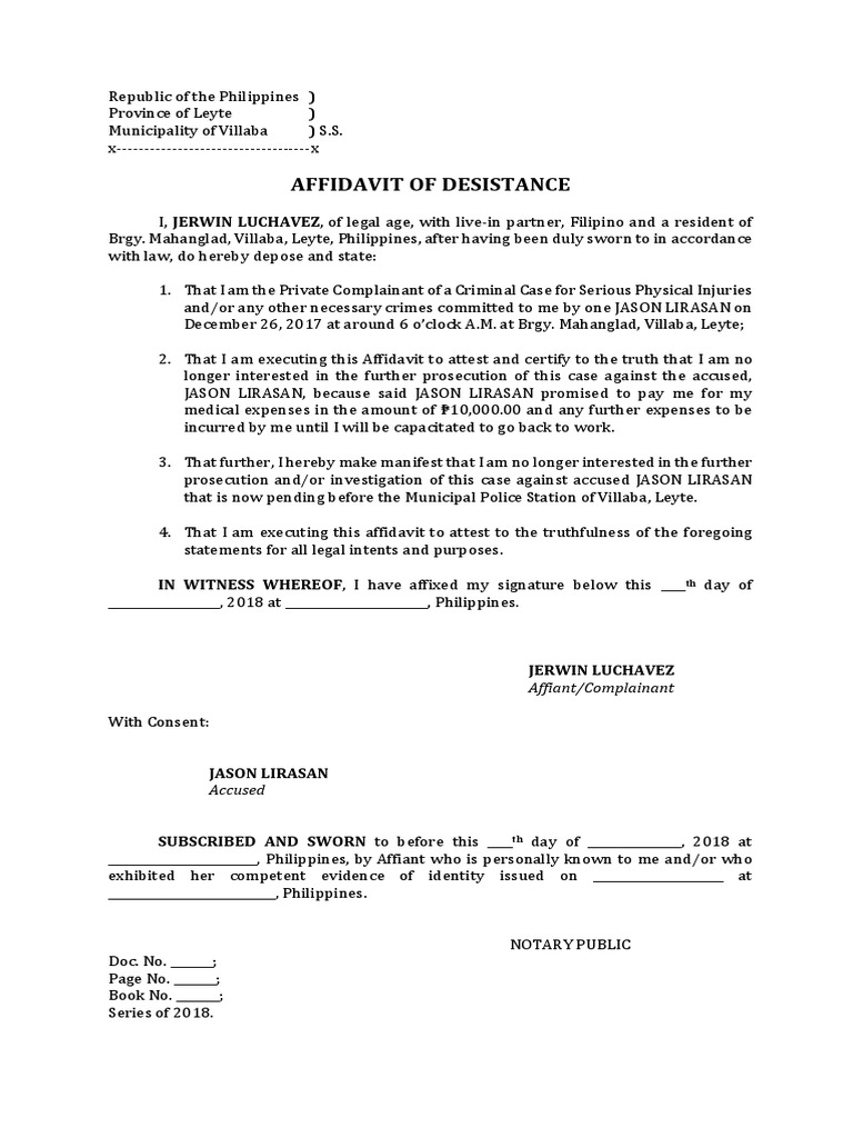 Affidavit of Desistance | PDF