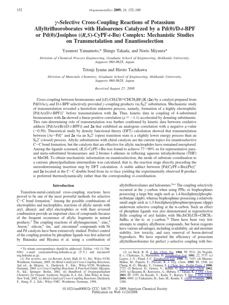 Yamamoto Et Al. - 2009 - Γ-Selective Cross-Coupling Reactions of ...