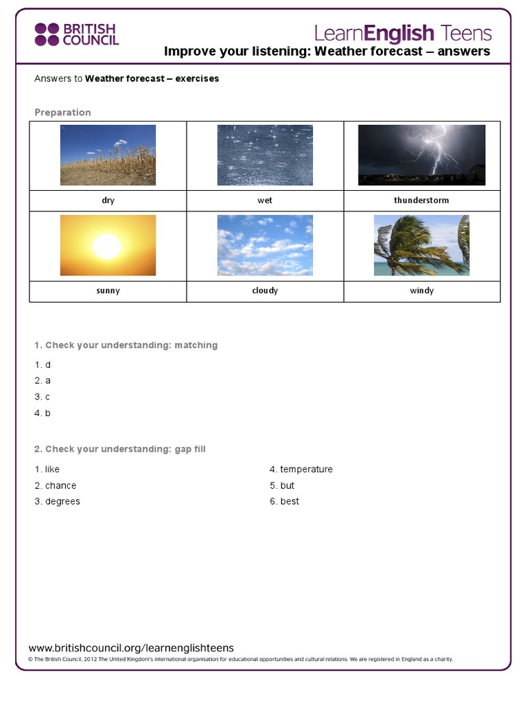 Improve Your Listening: Weather Forecast - Answers: Preparation | PDF