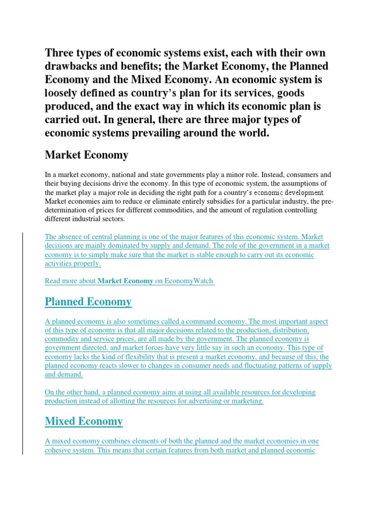 Three Types of Economic Systems Exist | PDF | Economic System | Economies