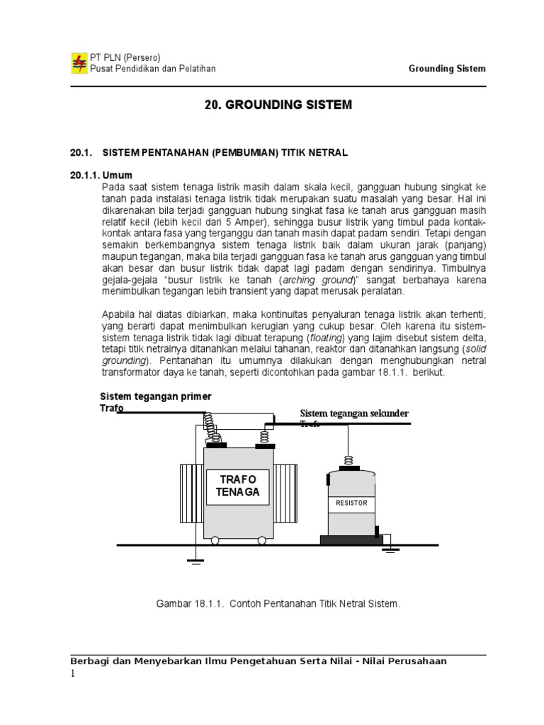 Pentanahan Titik Netral Trafo Listrik | PDF