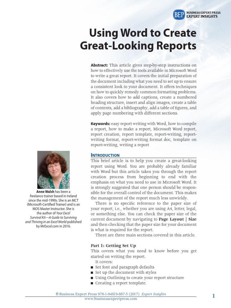 Using Word To Create Great-Looking Reports: Abstract: This Article ...