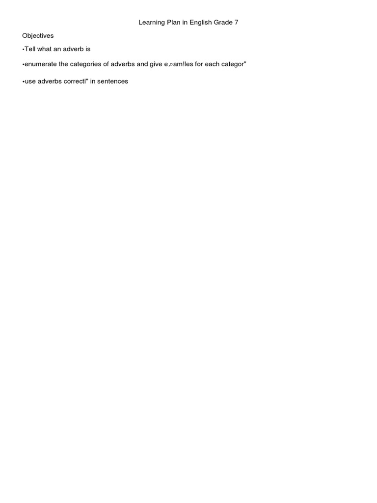 Learning Plan in English Grade 7 | PDF | Language Arts & Discipline