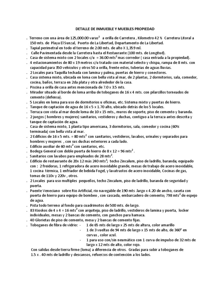 Venta de Propiedad para Inversion Turistica en El Salvador | PDF | El ...