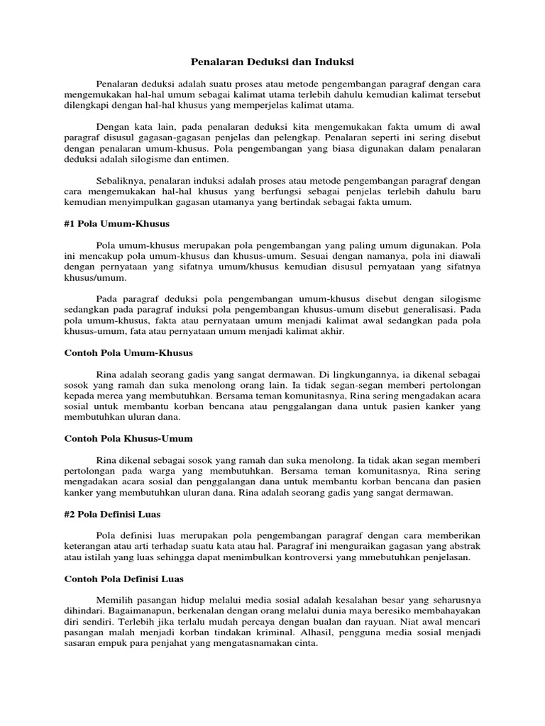 Pola Penalaran Deduksi Dan Induksi | PDF