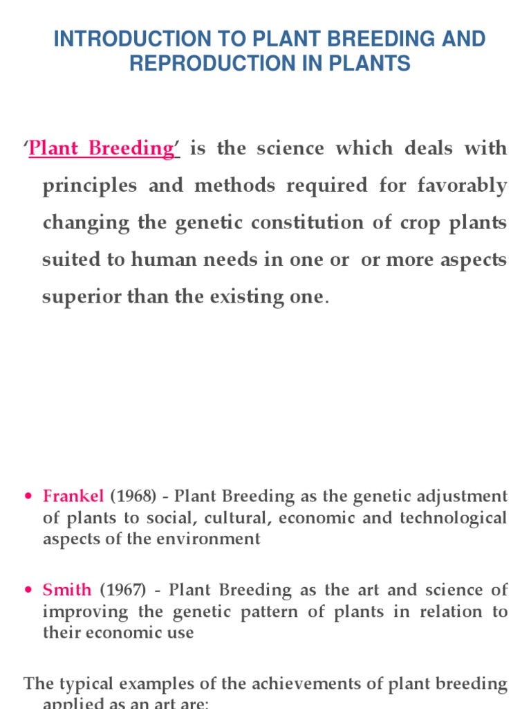 Introduction To Plant Breeding Pdf Pollen Plant Breeding