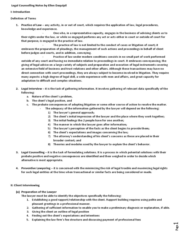 Legal Counselling Overview and Techniques | PDF | Lawyer | Lawsuit