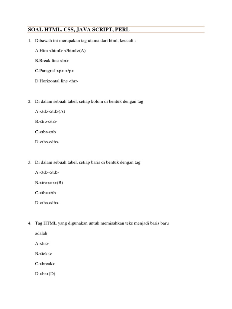 Soal HTML | PDF