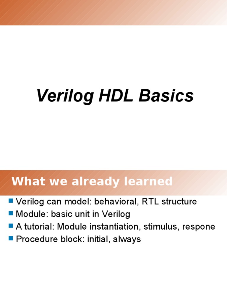 Verilog Hdl Basics Pdf Parameter Computer Programming Hardware Description Language