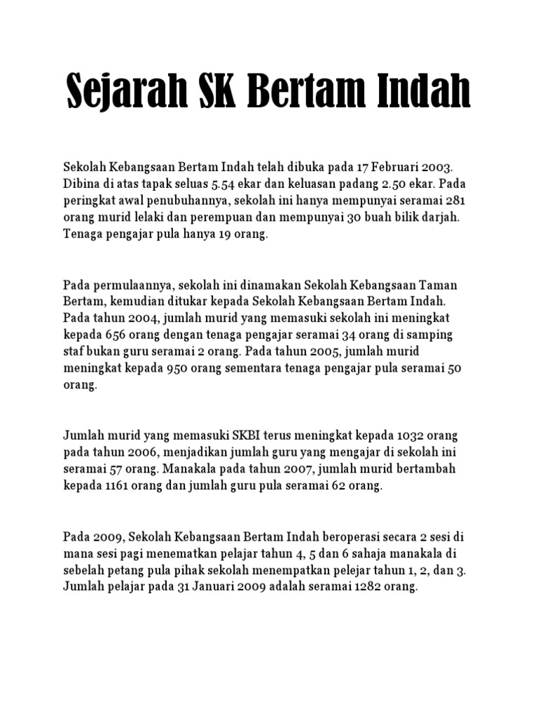 Sejarah SK Bertam Indah | PDF