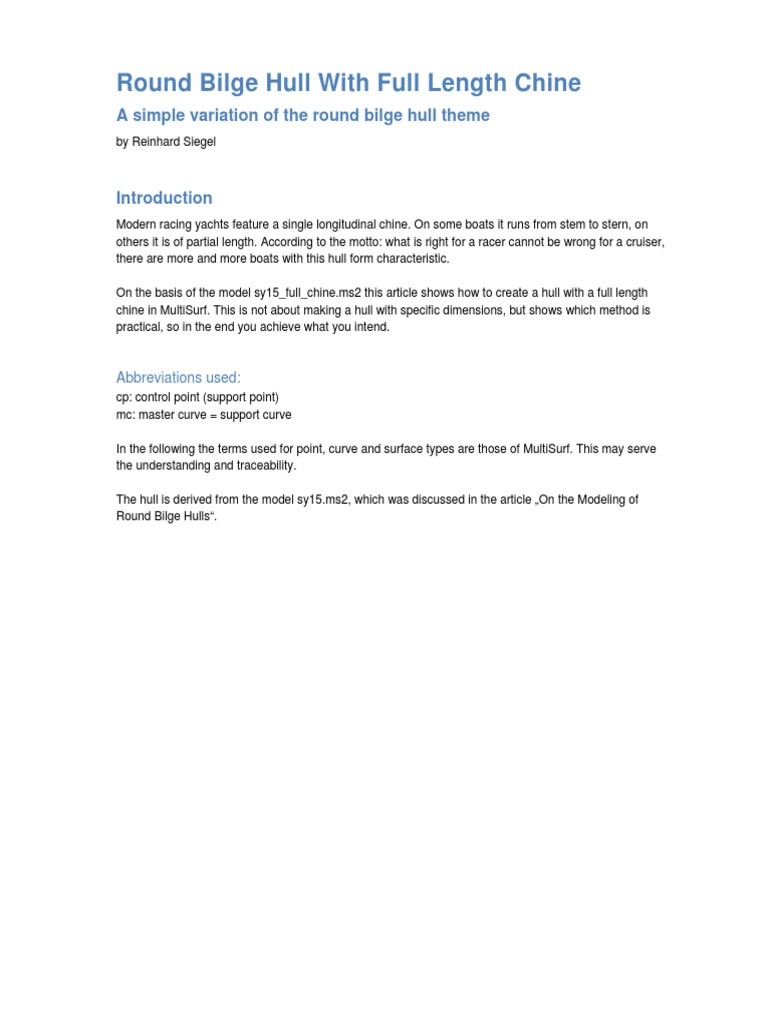 Round Bilge Hull With Full Length Chine | PDF | Hull (Watercraft ...