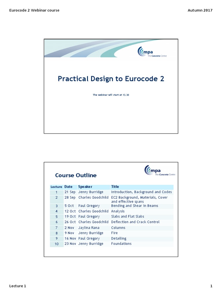 Practical Design To Eurocode 2 - Lecture 1 Intro and Background | PDF ...