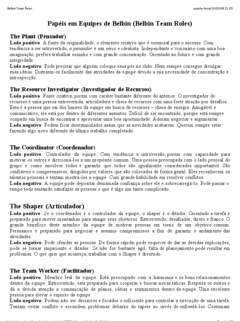 Belbin Team Roles | PDF | Tempo