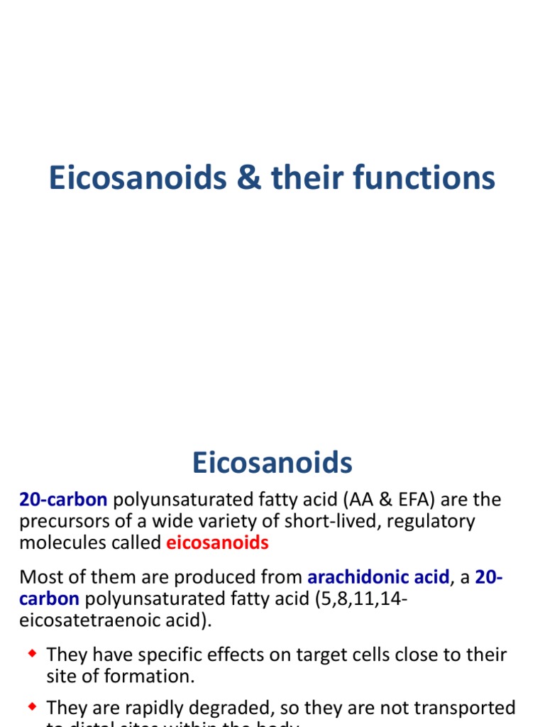 Eicosanoids & Their Functions | PDF | Prostaglandin | Aspirin