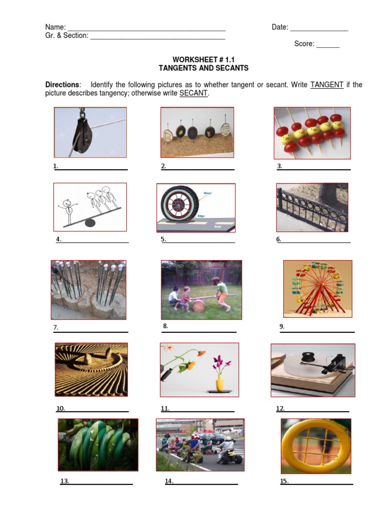 Worksheet 1 (Tangents and Secants | PDF | Tangent | Algebraic Geometry