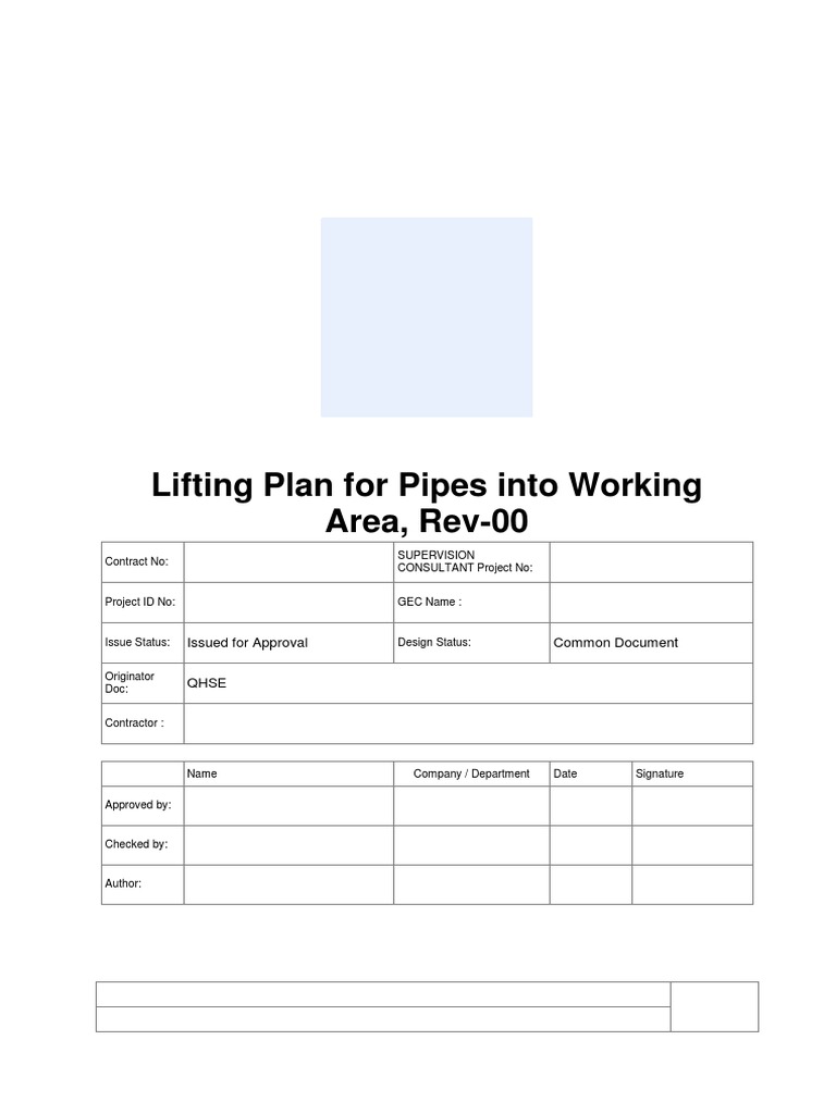 Lift Plan for Pipe DI VC | Crane (Machine) | Business