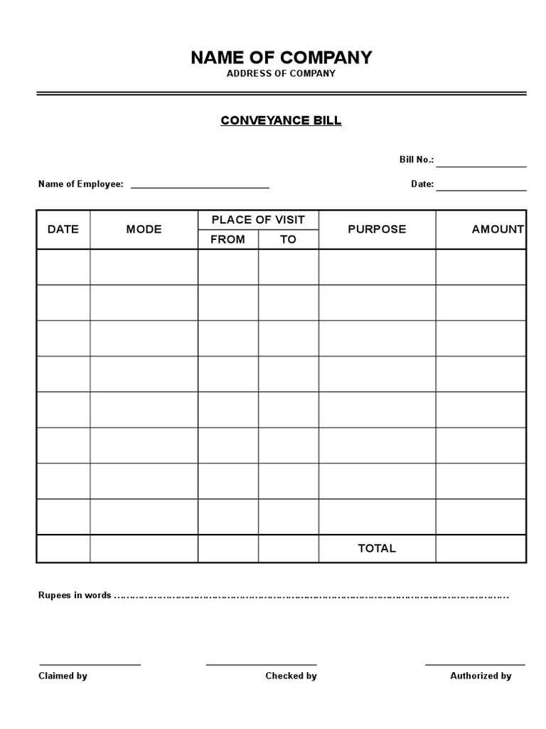 Name of Company: Conveyance Bill | PDF