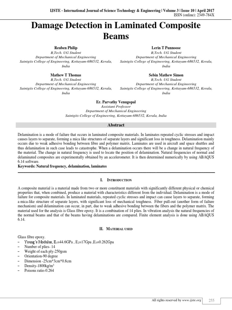 Damage Detection in Laminated Composite Beams | PDF | Composite ...