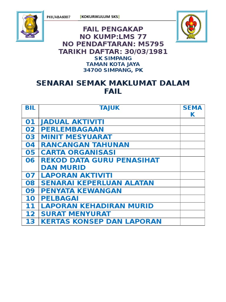 Senarai Semak Fail Pengakap | PDF