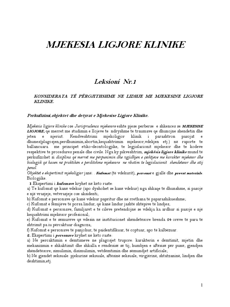Mjekesia Ligjore Klinike | PDF