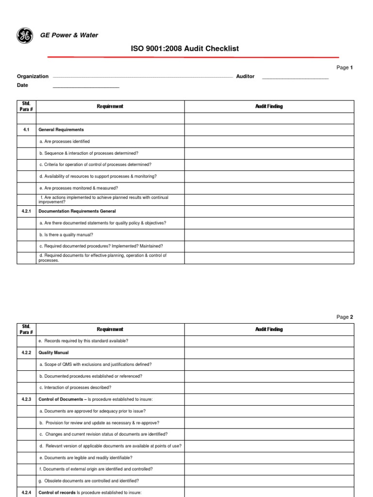 Quality Management System Checklist P28a Al 0002 PDF | PDF ...