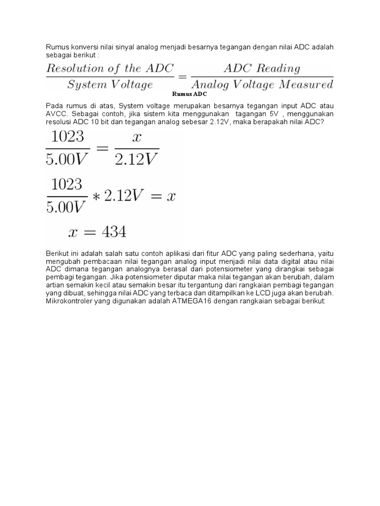 Rumus Konversi Nilai ADC 10 Bit | PDF | Metode & Bahan Ajar | Komputer