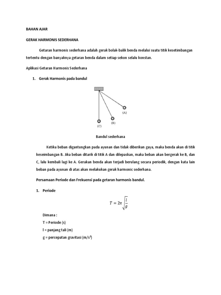 Bahan Ajar Getaran Harmonik Sederhana | PDF