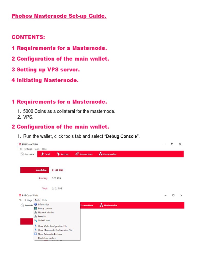 Phobos Masternode Guide | PDF | Secure Shell | Information Technology Management