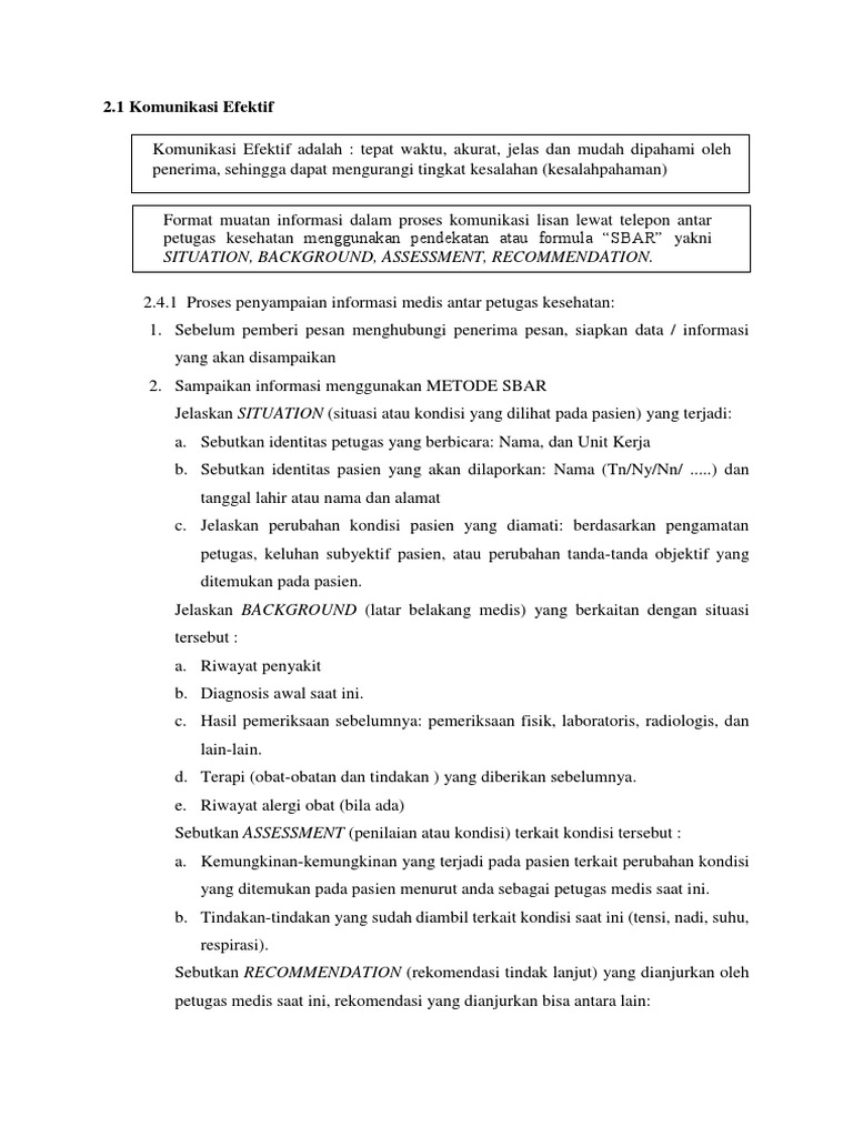 Komunikasi Efektif SBAR & SOAP | PDF