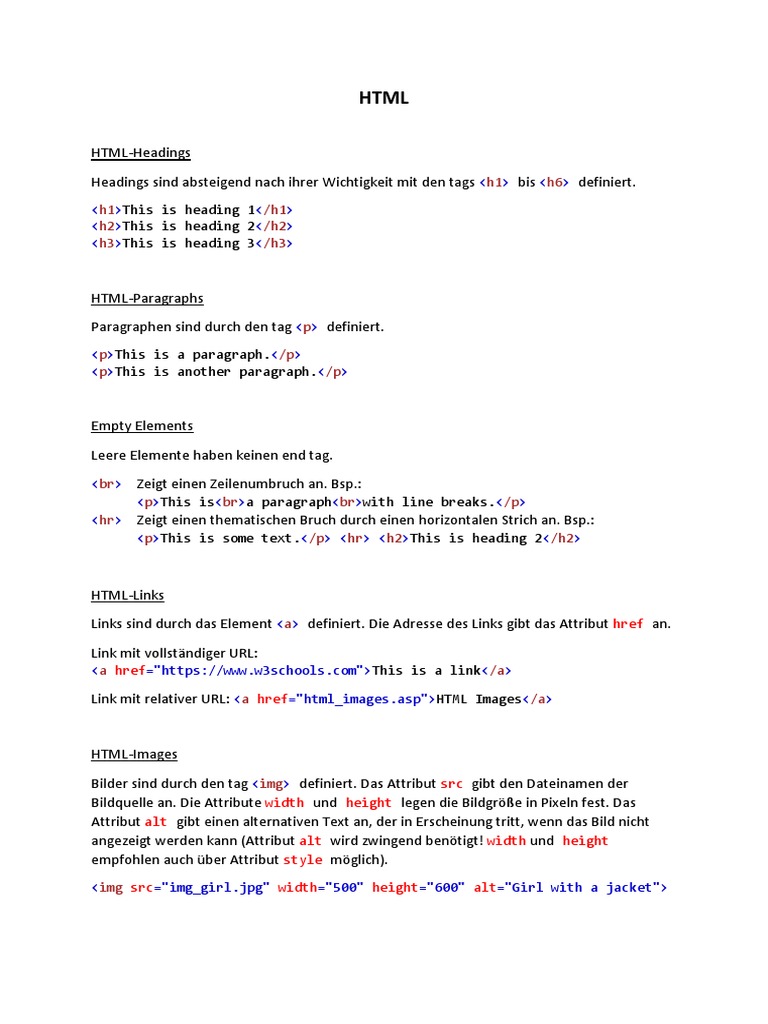 Handout HTML Und CSS | PDF
