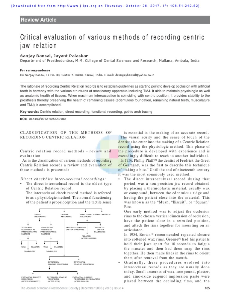 Centric Relation | Download Free PDF | Dentures | Mouth
