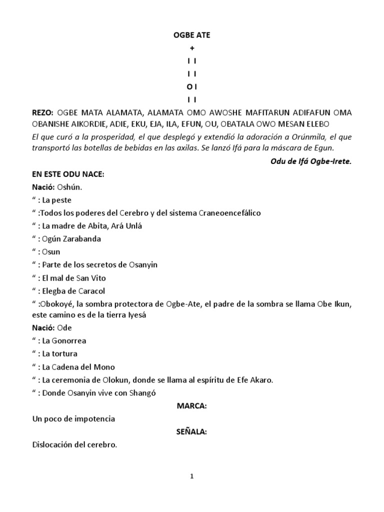 Ifá: Ogbe-Ate y sus Secretos | PDF | Pollo | Gatos