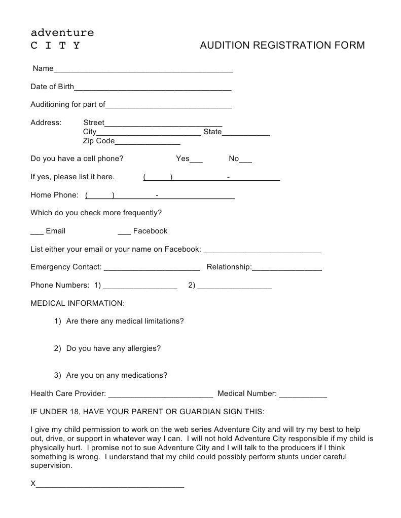 Audition Registration Form | PDF