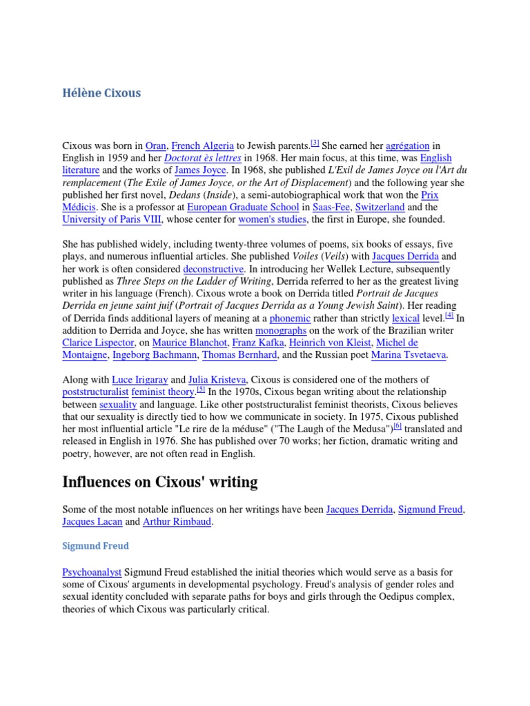 Hélène Cixous | PDF | Critical Theory | Philosophical Movements