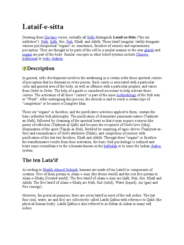 Lataif | PDF | Esoteric Schools Of Thought | Spirituality