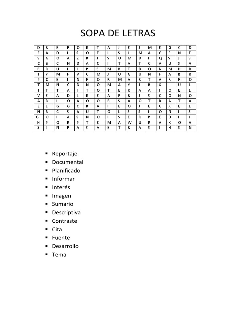 Sopa De2 Letras Reportaje