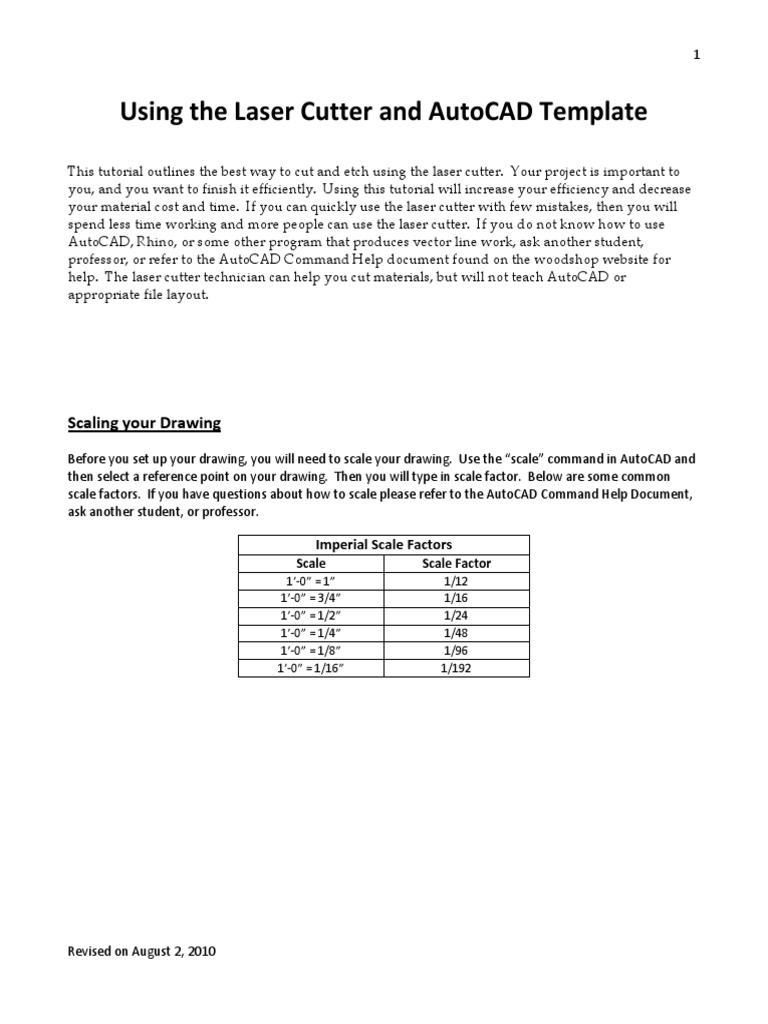 Using The Laser Cutter and Autocad Template: Scaling Your Drawing ...